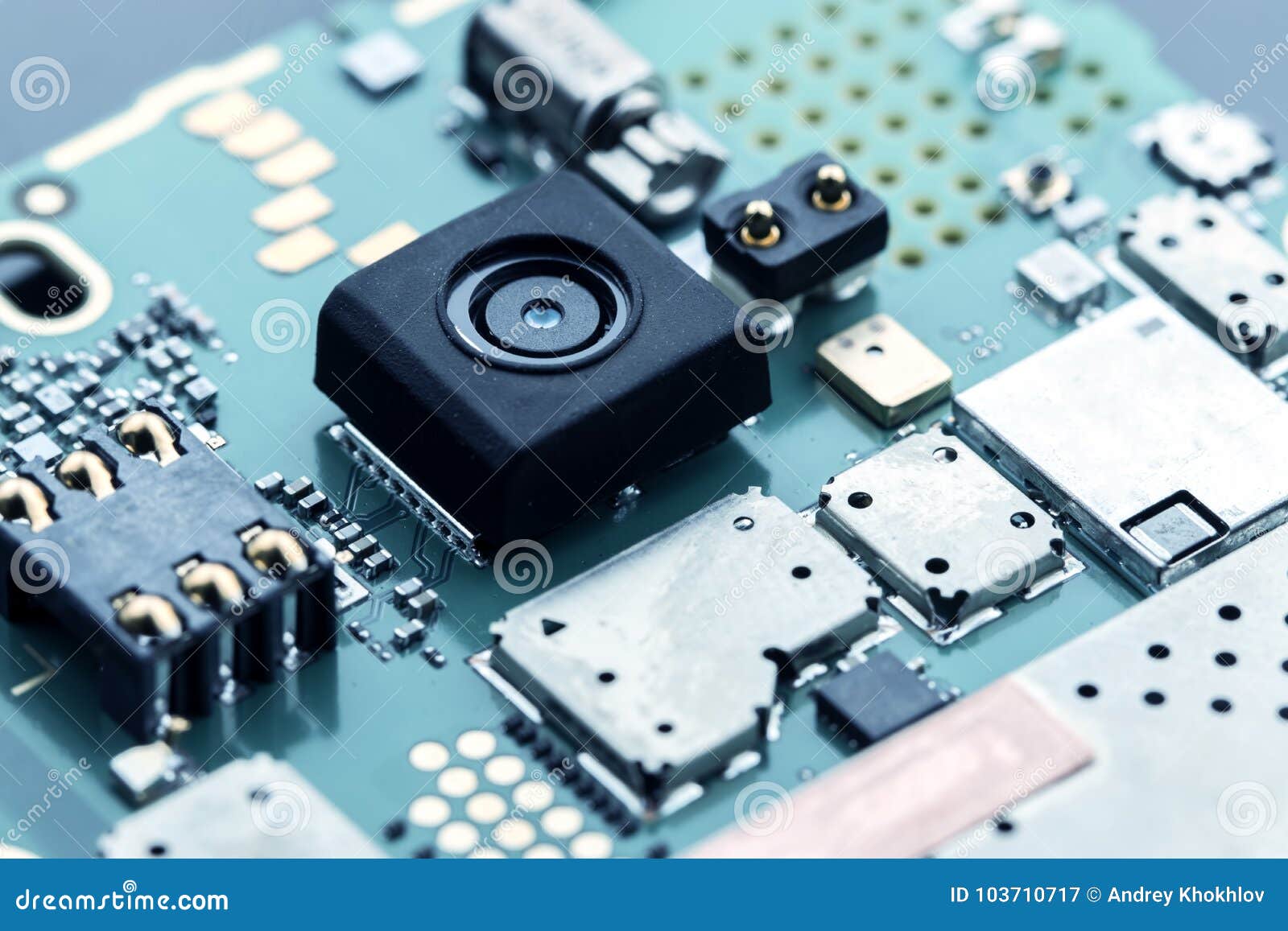Close Up View of Camera Inside Smart Phone and Motherboard Stock Image ...