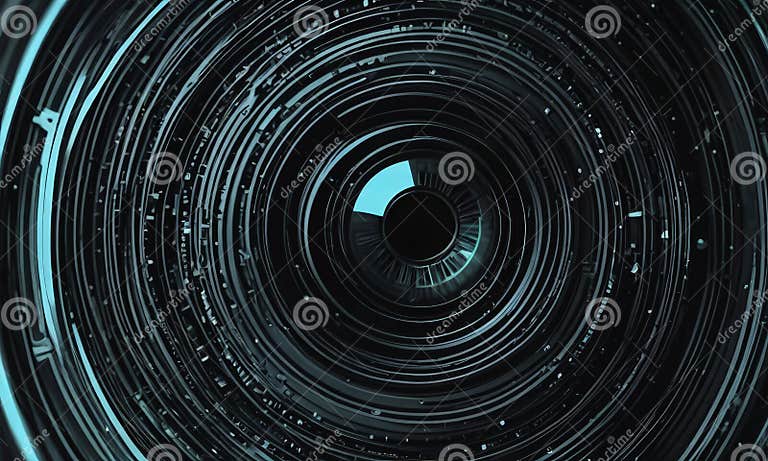 Close-up View Camera Lens, with Circular Pattern Concentric Circles and ...