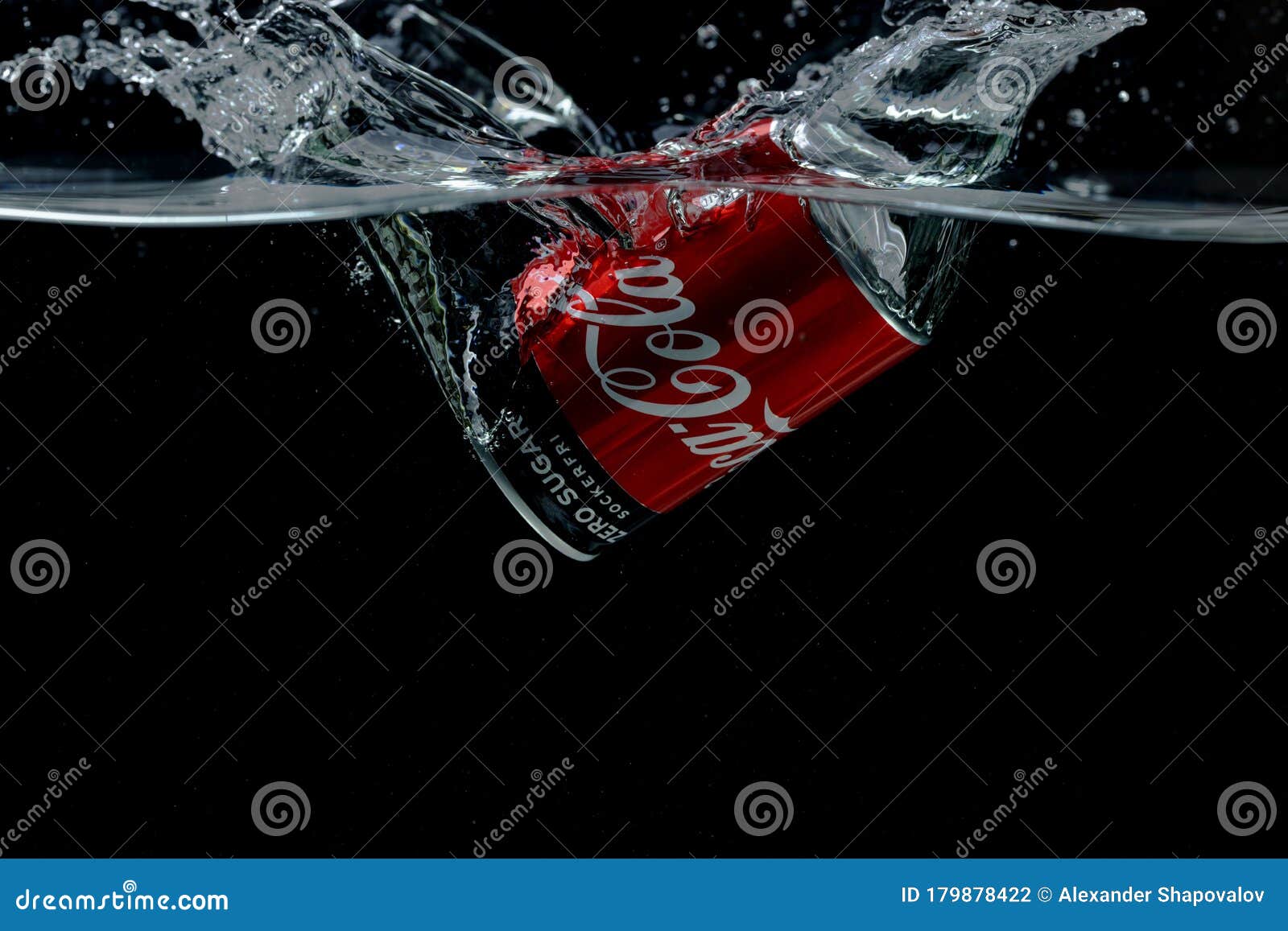 Close Up View of Can Falling in Water. Coca Cola Editorial Photography ...