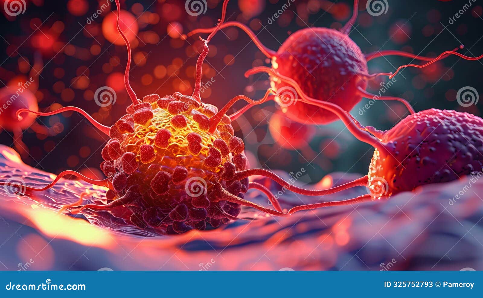 Close-up View of Cancer Cells Under a Microscope Stock Illustration ...