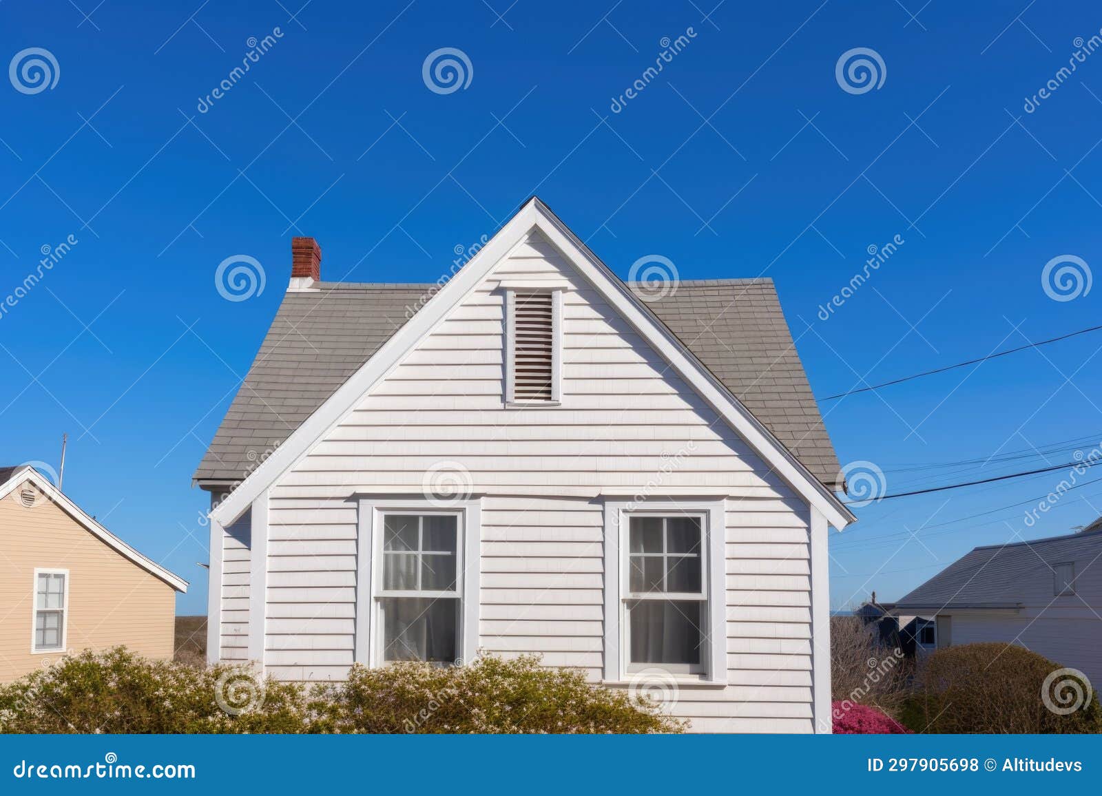 Close-up View of Cape Cod with a Side Gable Roof Under Sunlight Stock ...