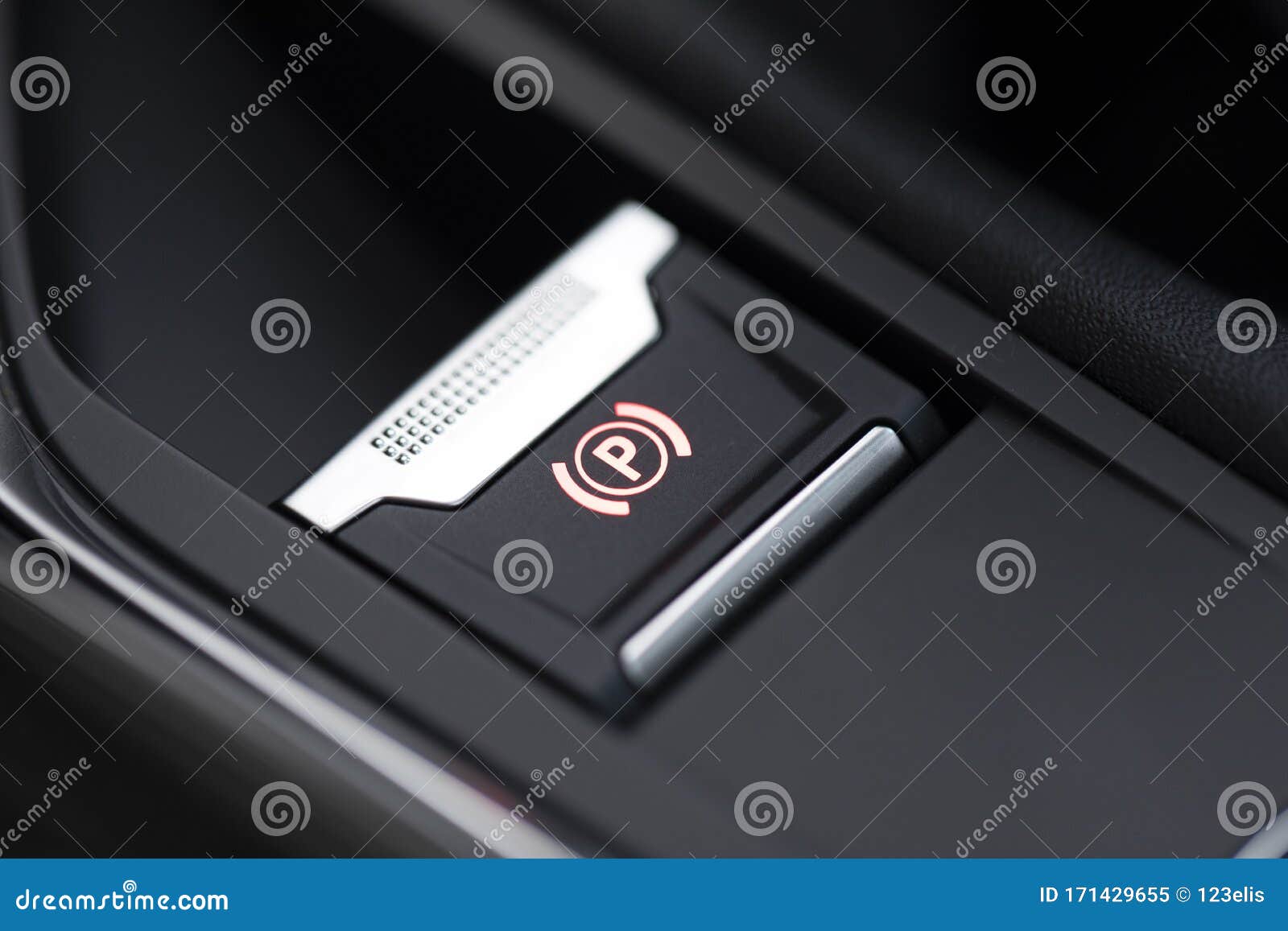 Handbrake button close up stock image. Image of design - 171429655