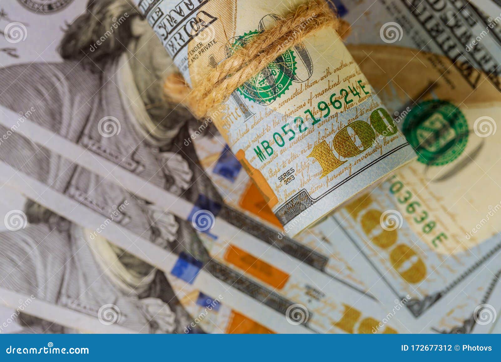 Close Up View of Cash US 100 Banknotes Stock Photo - Image of money ...