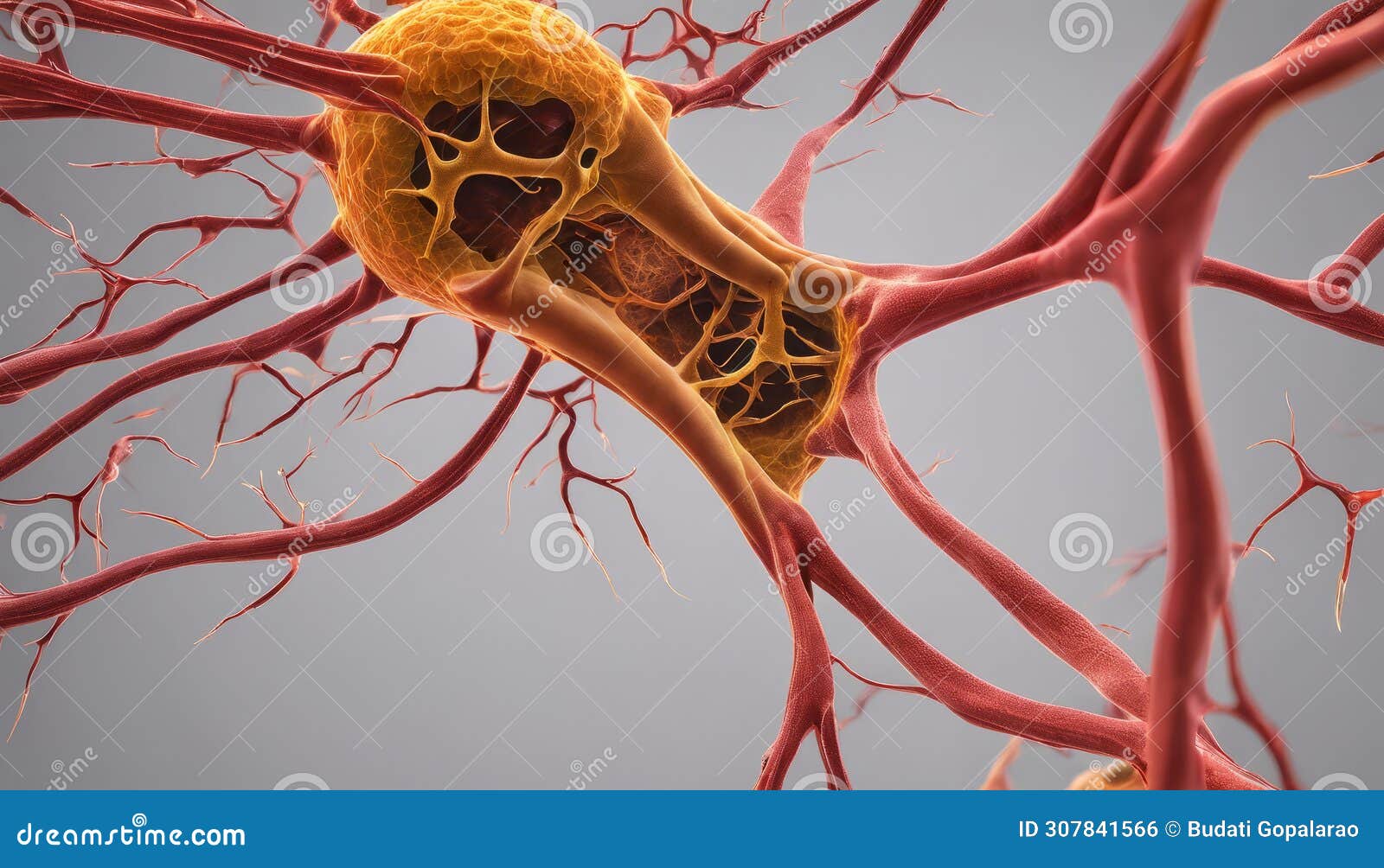 A Close-up View of a Cell Interacting with a Network of Blood Vessels ...