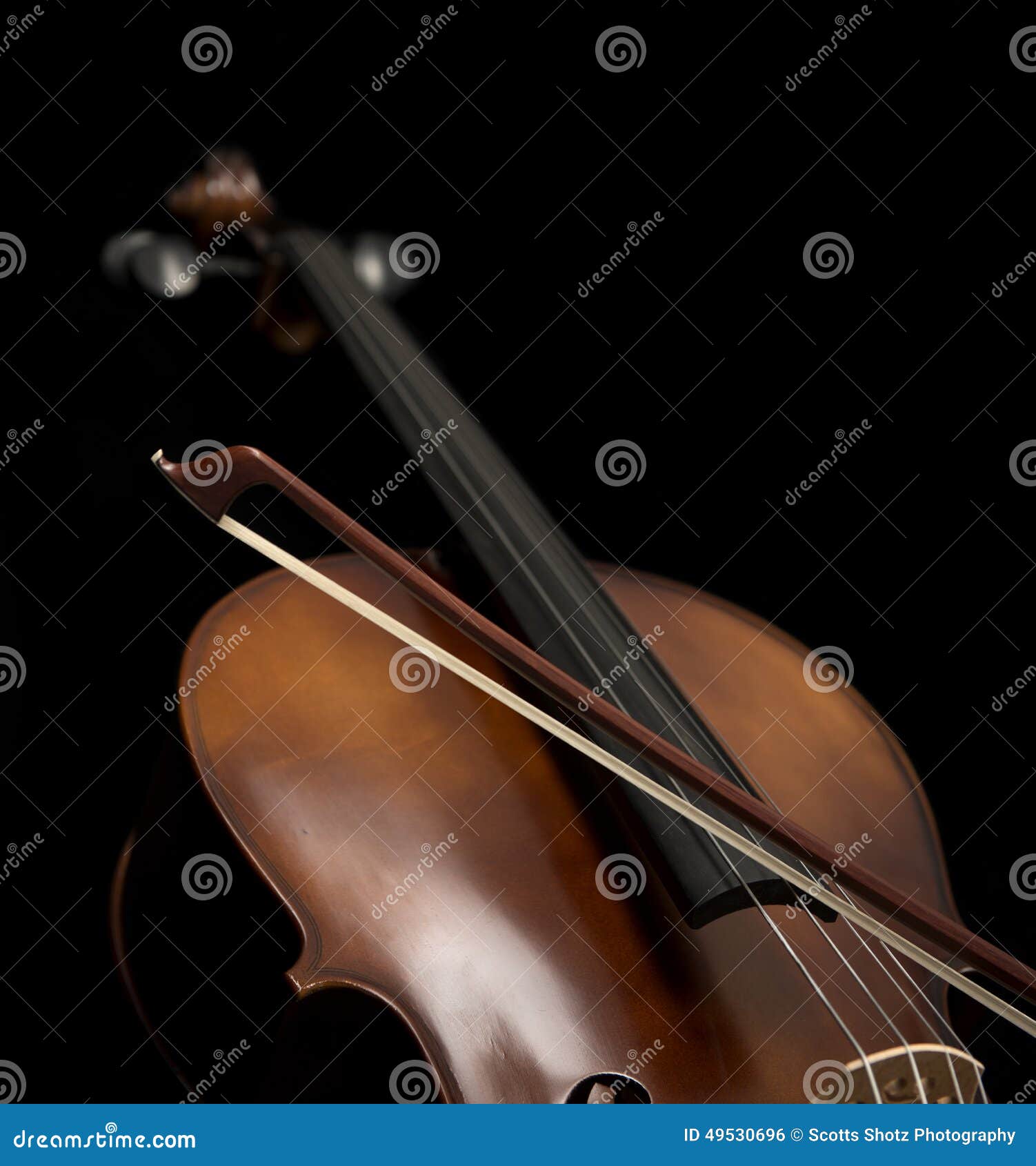 Close Up View of a Cello and Bow. Stock Photo - Image of neck, view ...