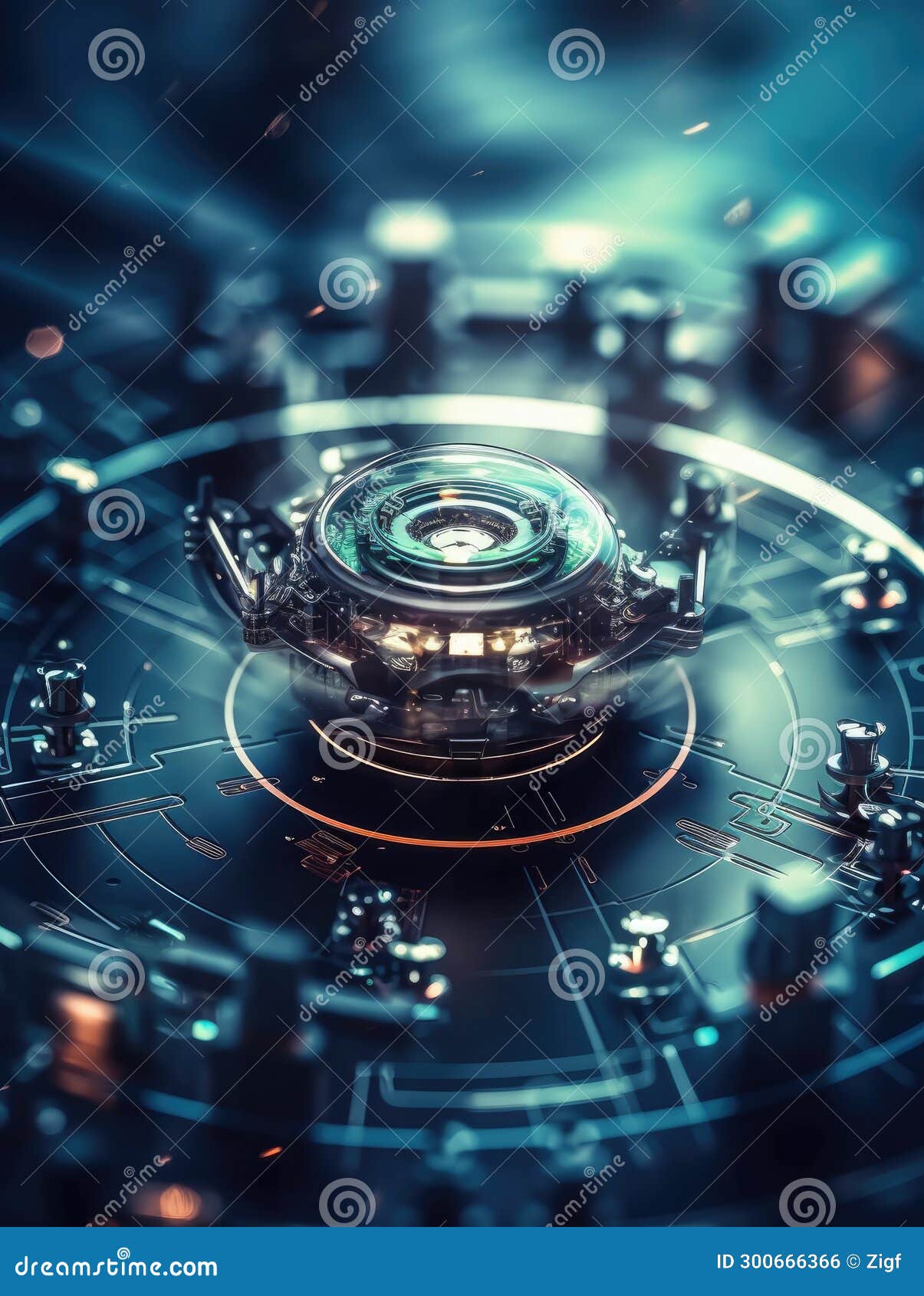 Close-up View of Center of an Intricate, Complex Machine or Device. it ...