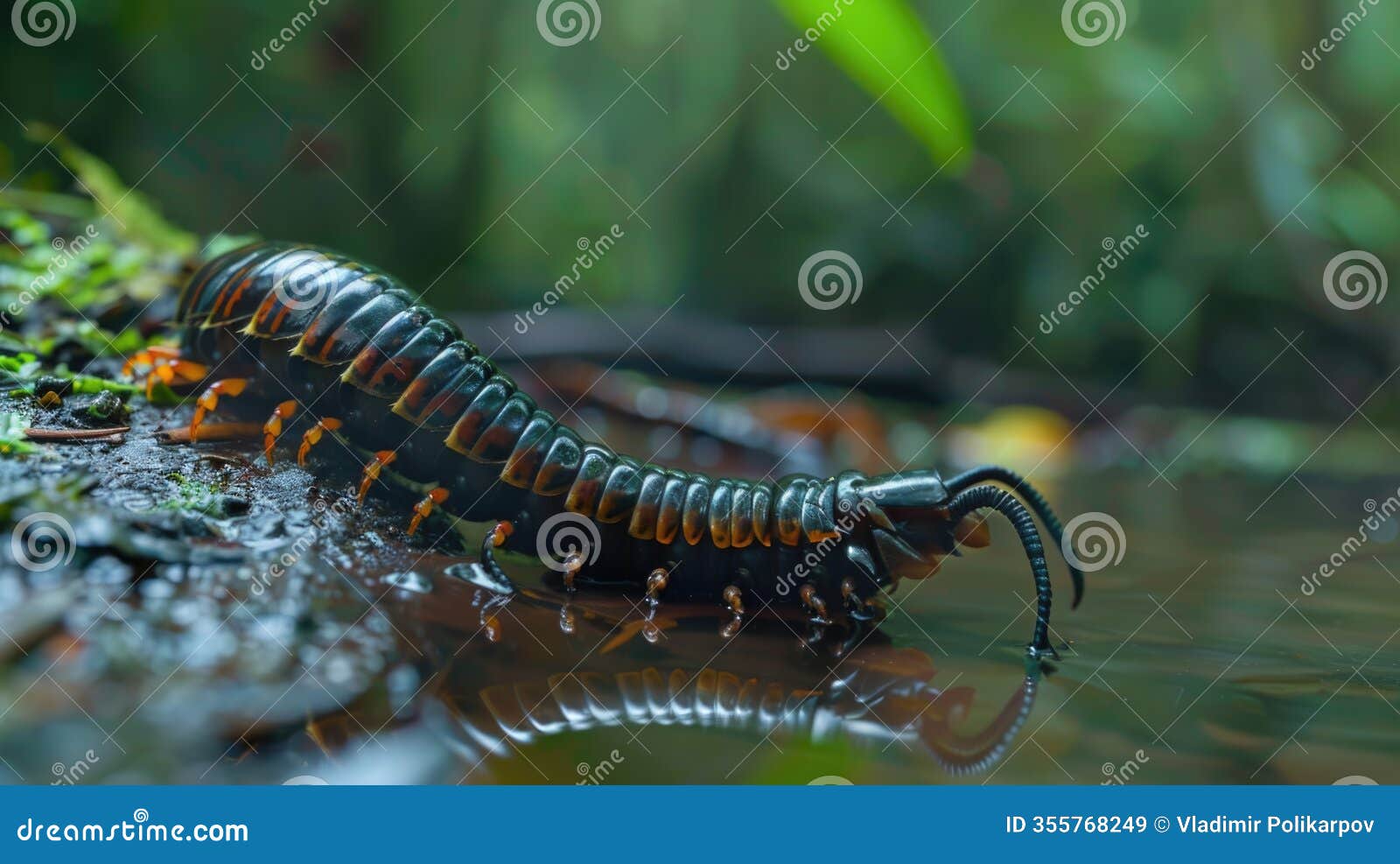 Close. Centipede On Asphalt. Dead Big Black Orange Centipede Within The ...