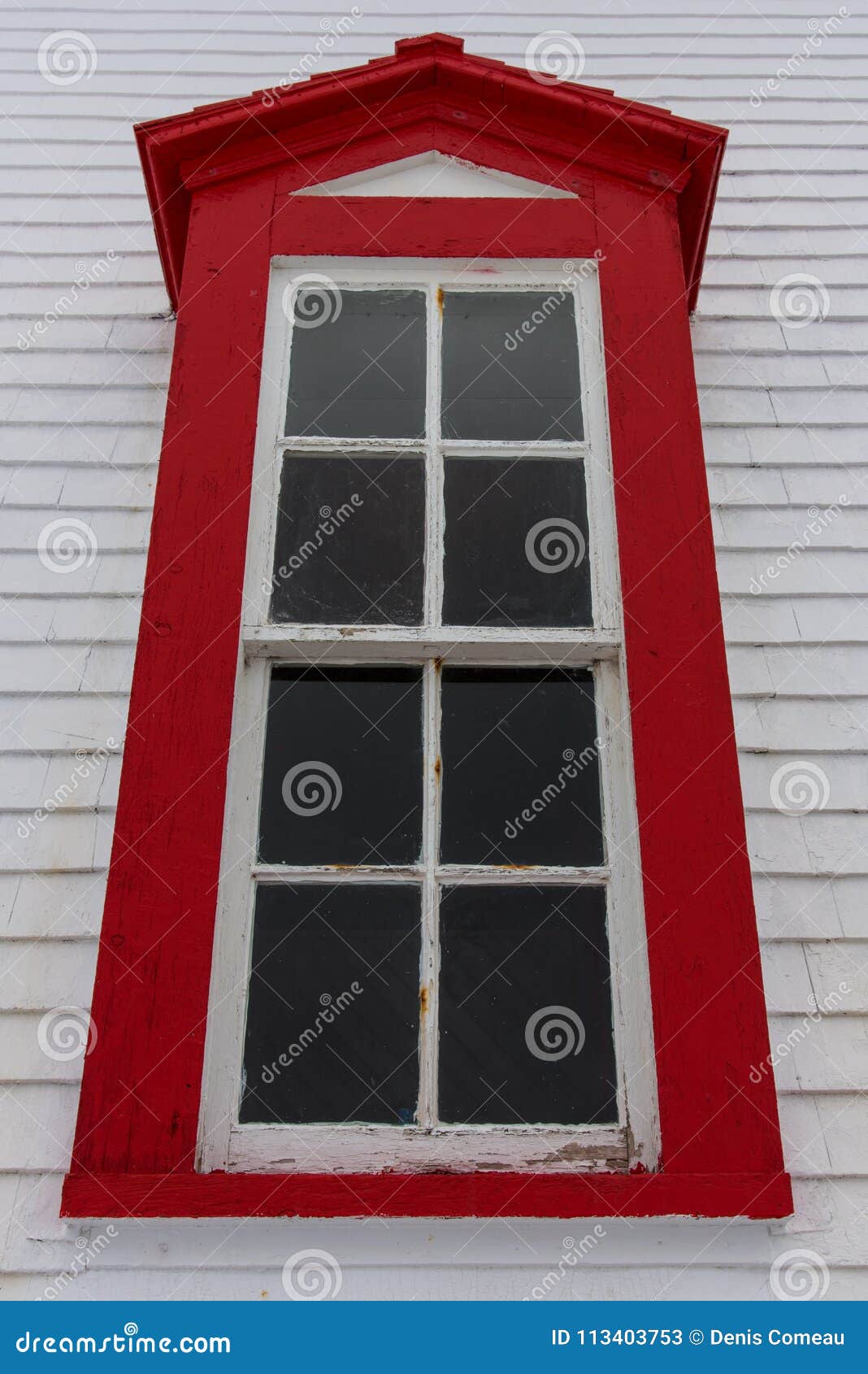 Charming Lighthouse Window with Bright Red Frame Stock Image - Image of ...