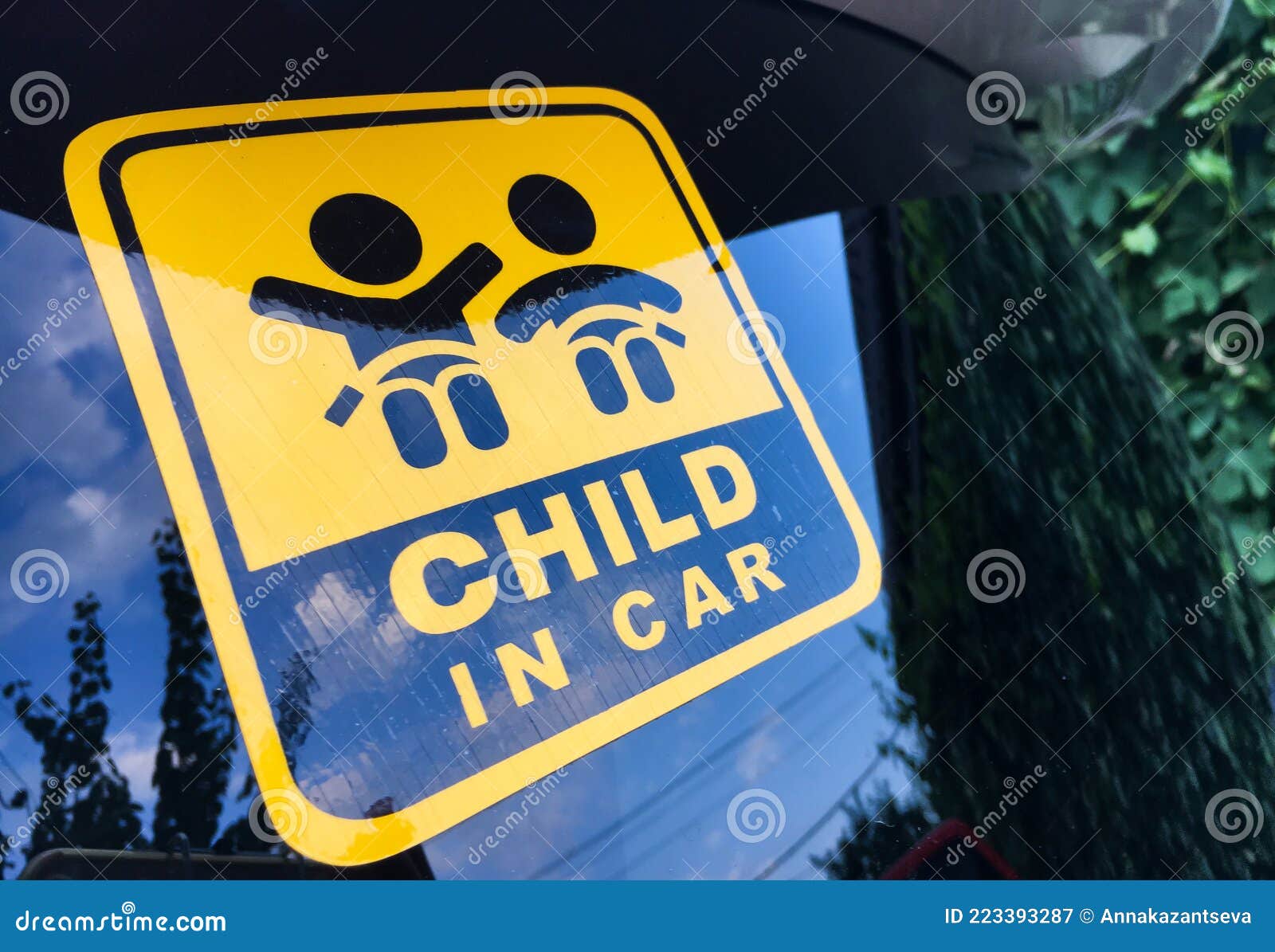 Close-up View of Child in Car Sticker on the Car Back Windows Stock ...