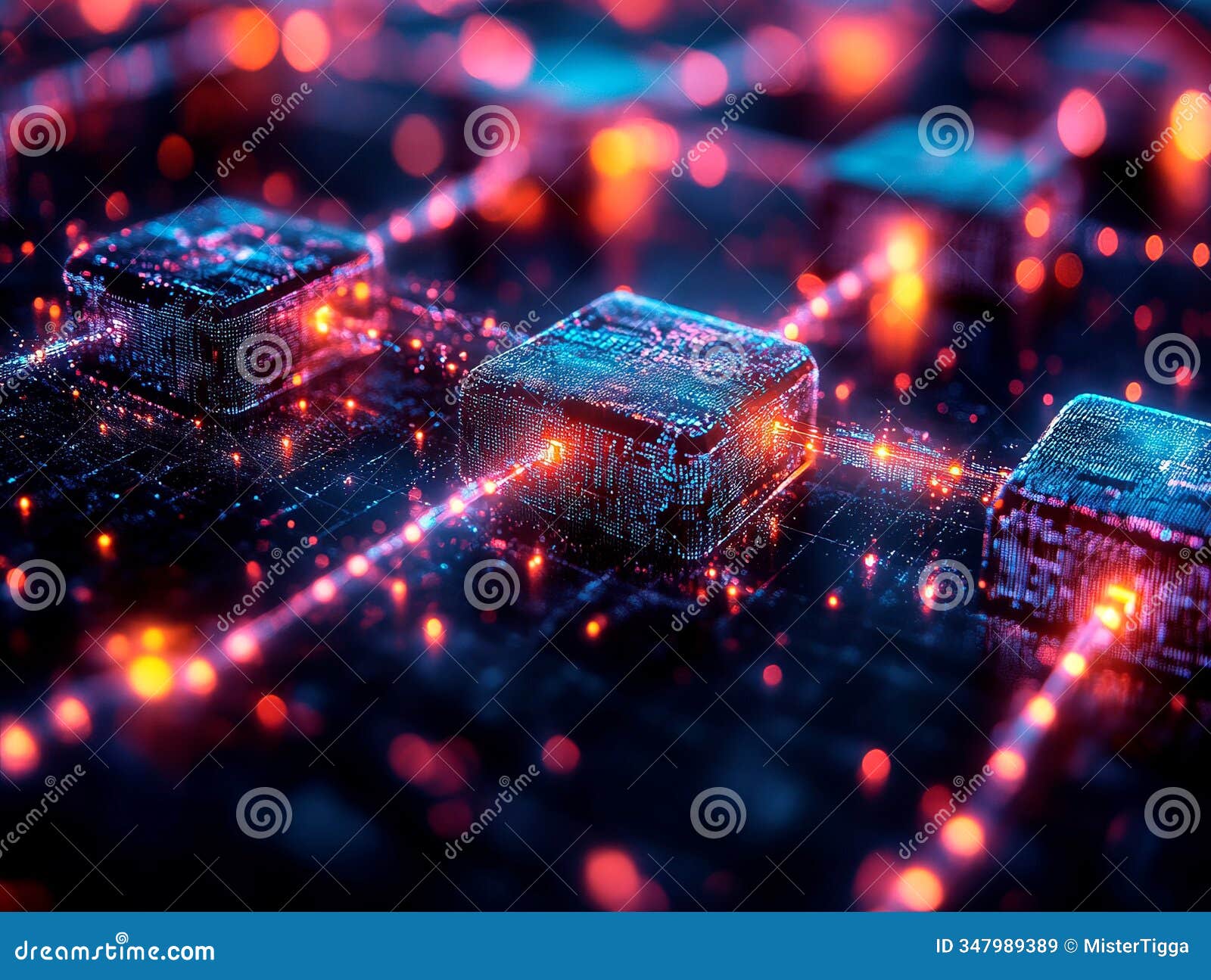 Close-up View of a Circuit Board or Semiconductor, with Rows of ICs and ...