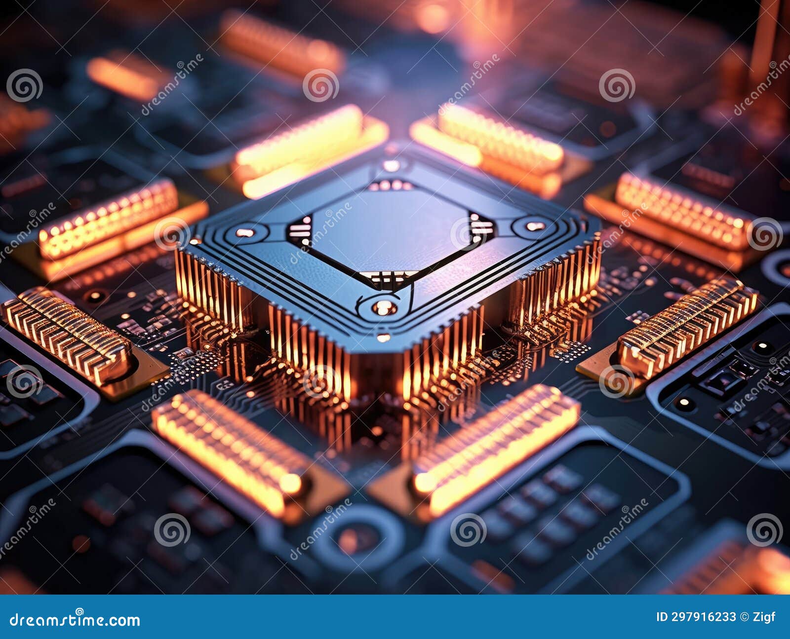Close-up View of Circuit Board, with Various Electronic Components and ...