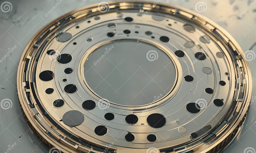 Close-up View Circular Metal Object with Central Hole, Surrounded by ...