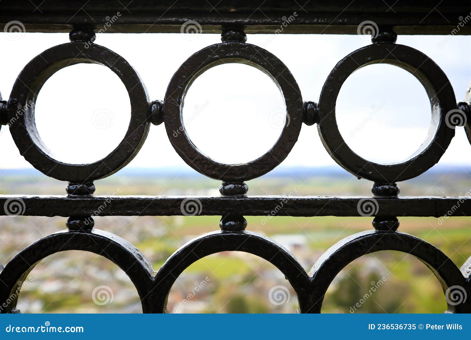Close Up View of Circular Shaped Iron Railings Stock Image - Image of ...