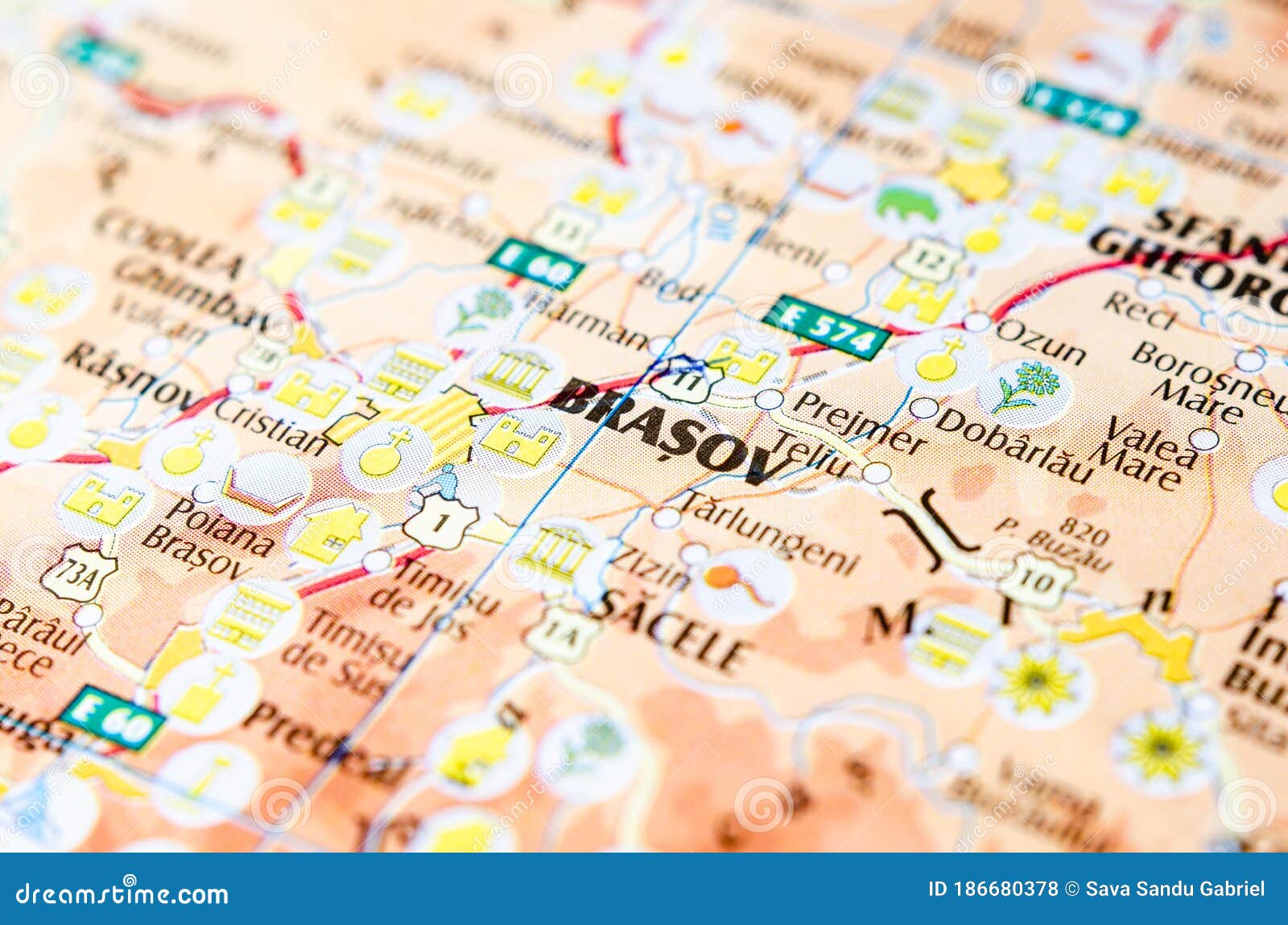 Close-up View of the City Map of Brasov Editorial Stock Photo - Image ...
