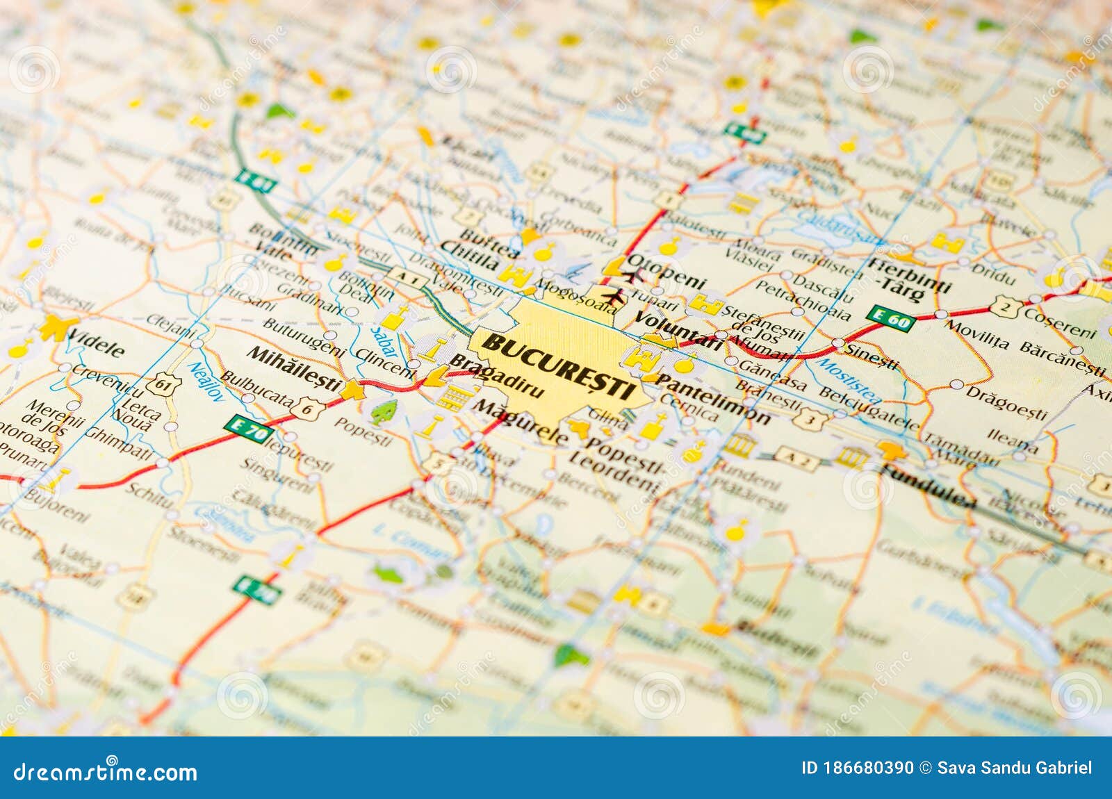 Close-up View of the City Map of Bucharest Editorial Image - Image of ...