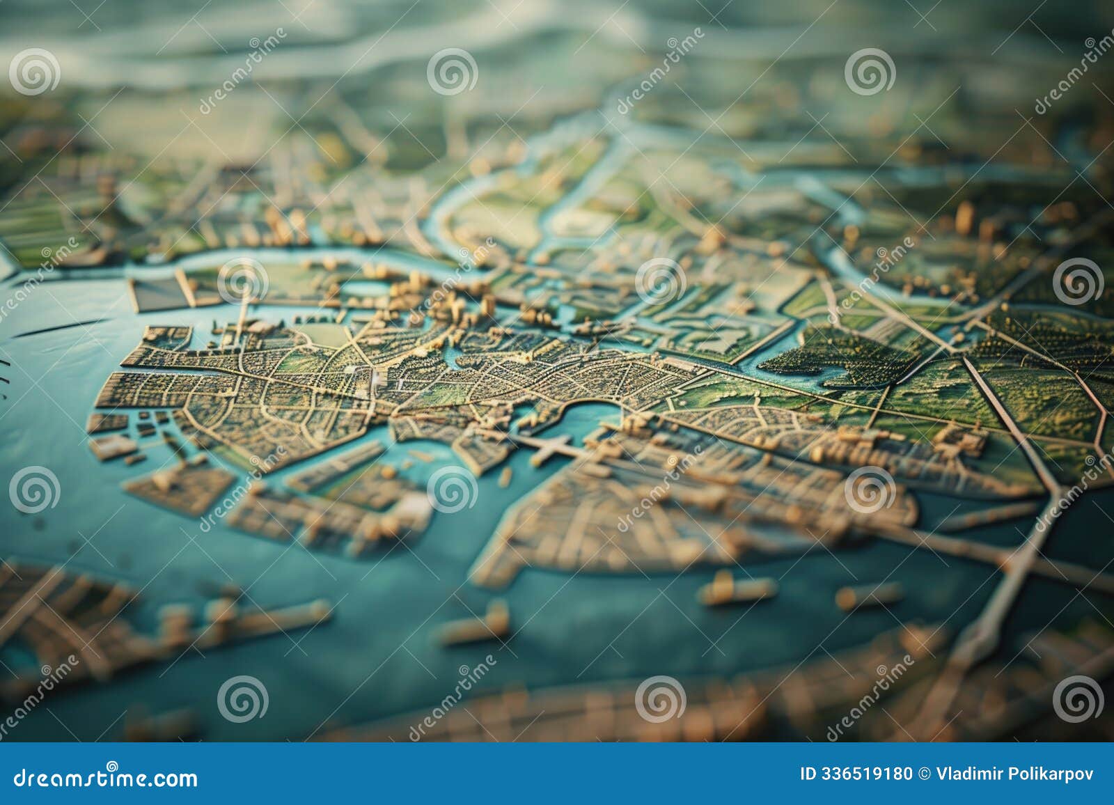 A Close-up View of a City Map Showing Streets and Landmarks Stock Photo ...
