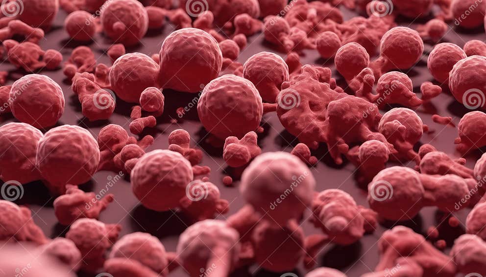 A Close-up View of a Cluster of Red Cells or Bacteria Stock ...