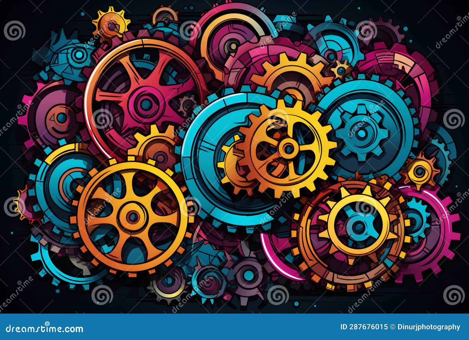 Close-up View of Cogs and Wheels Stock Illustration - Illustration of ...