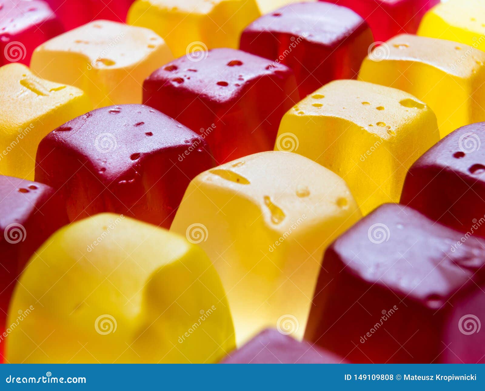 Close-up View of Colorful Cube Shaped Jelly Candies Stock Photo - Image ...
