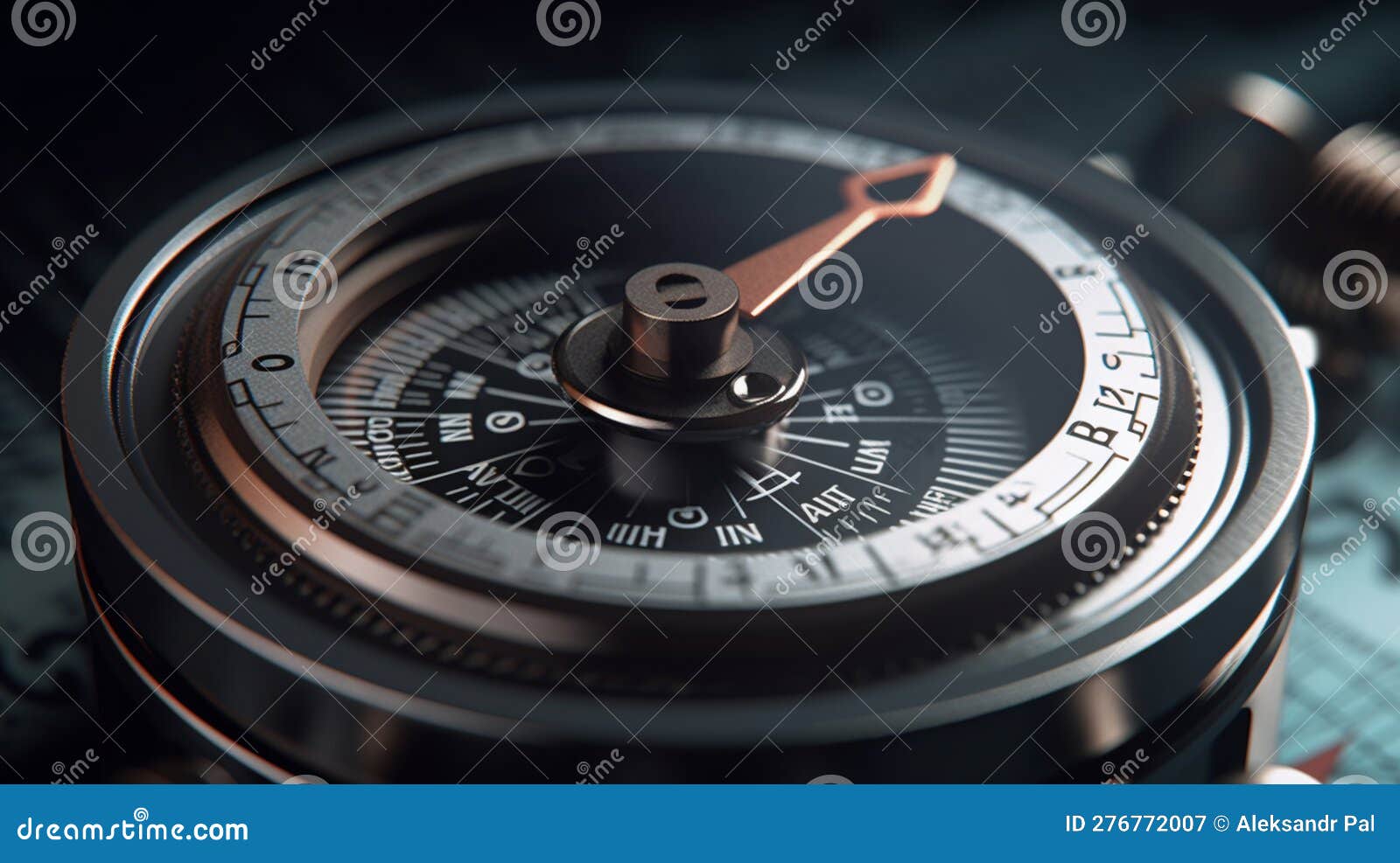 Close-up View of a Compass Dial. Ai Generative Stock Image - Image of ...