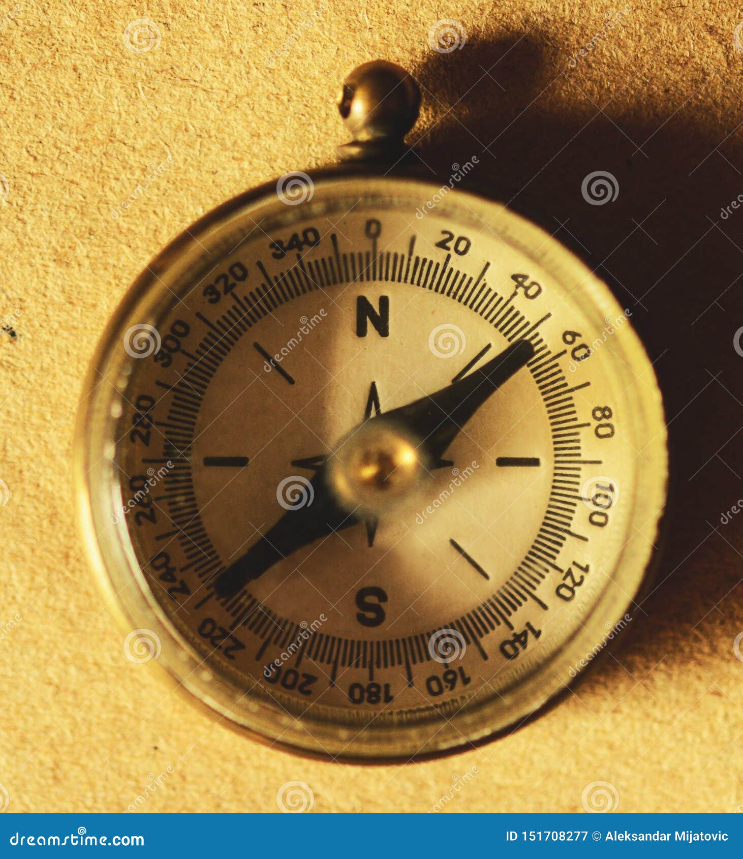 Close Up View of the Compass on Old Paper Stock Image - Image of ...