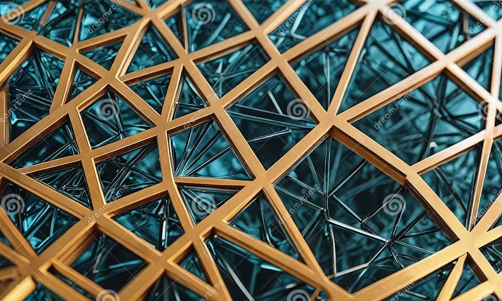 Close-up View Complex Geometric Pattern, Featuring Lattice-like ...