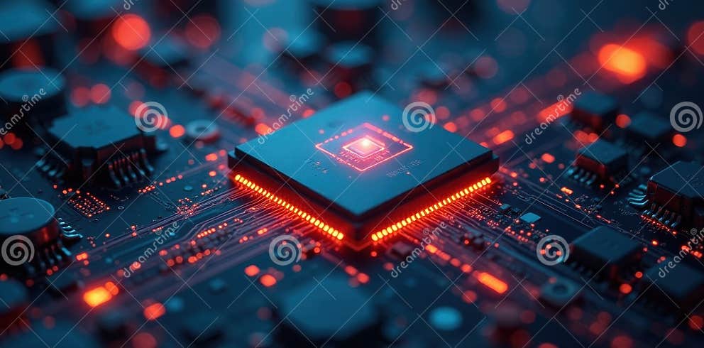 Close-up View of Complex Microchip Futuristic Digital Processing ...