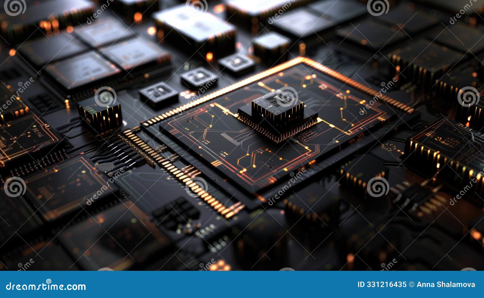 Close-up View of a Complex Microchip with Interconnected Circuits and ...