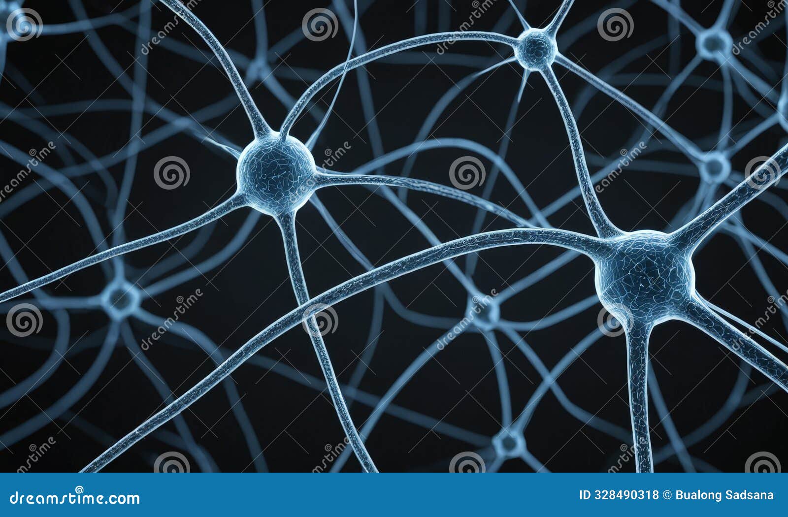 Close-up View Complex Network Interconnected Blue And White Lines ...