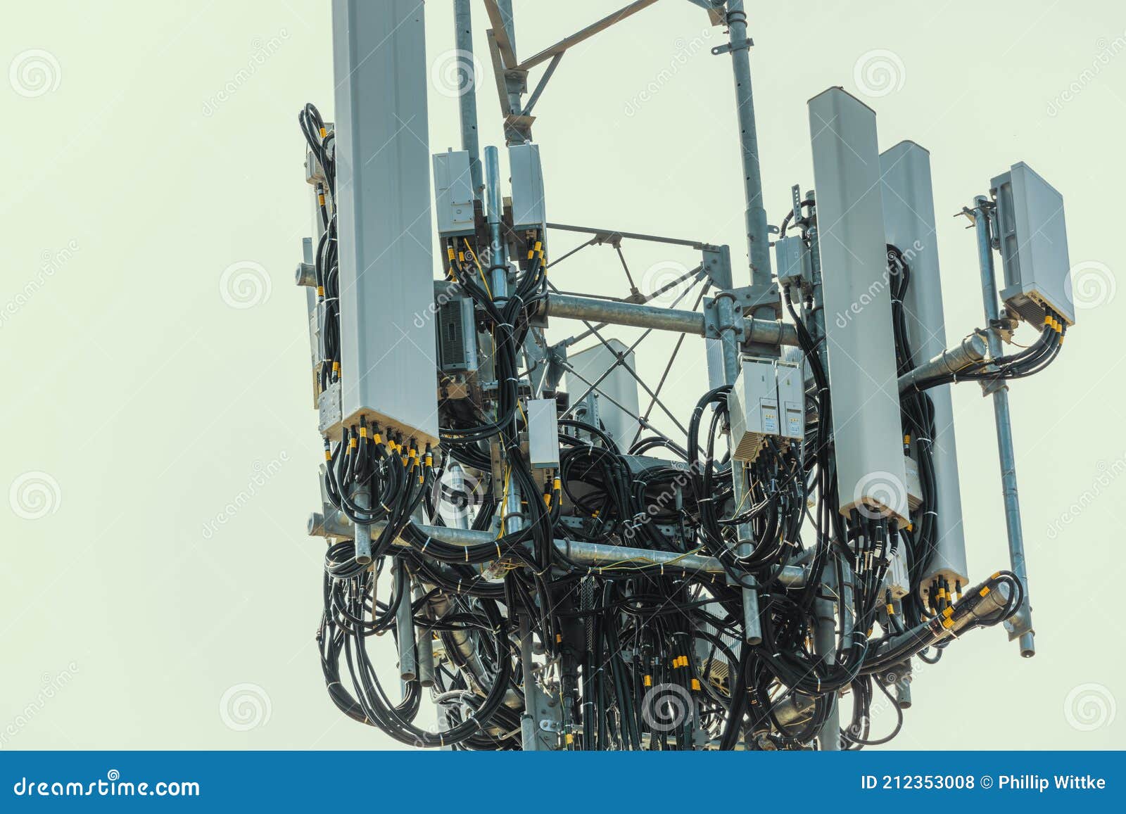 Close Up View of the Communications Bundle in a Telco Tower Stock Photo ...