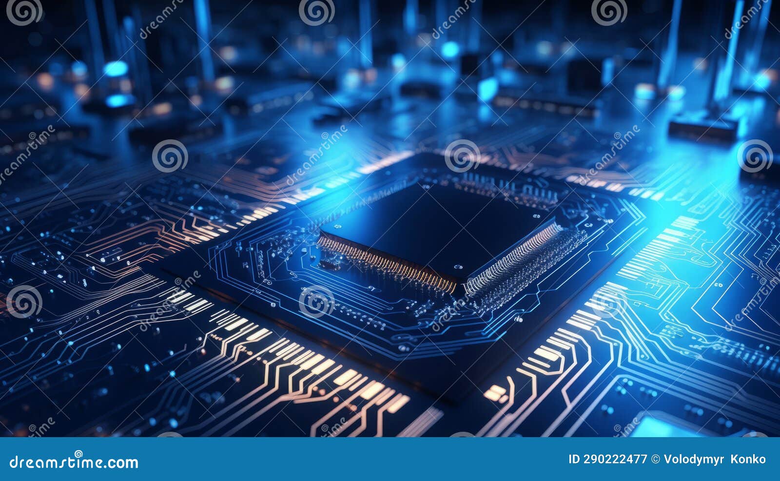 A Close-up View of a Computer Chip on a Circuit Board. Generative Ai ...