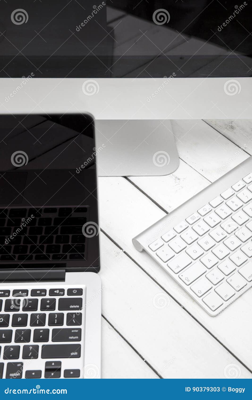 Close Up View at Computer and Laptop Stock Image - Image of device ...