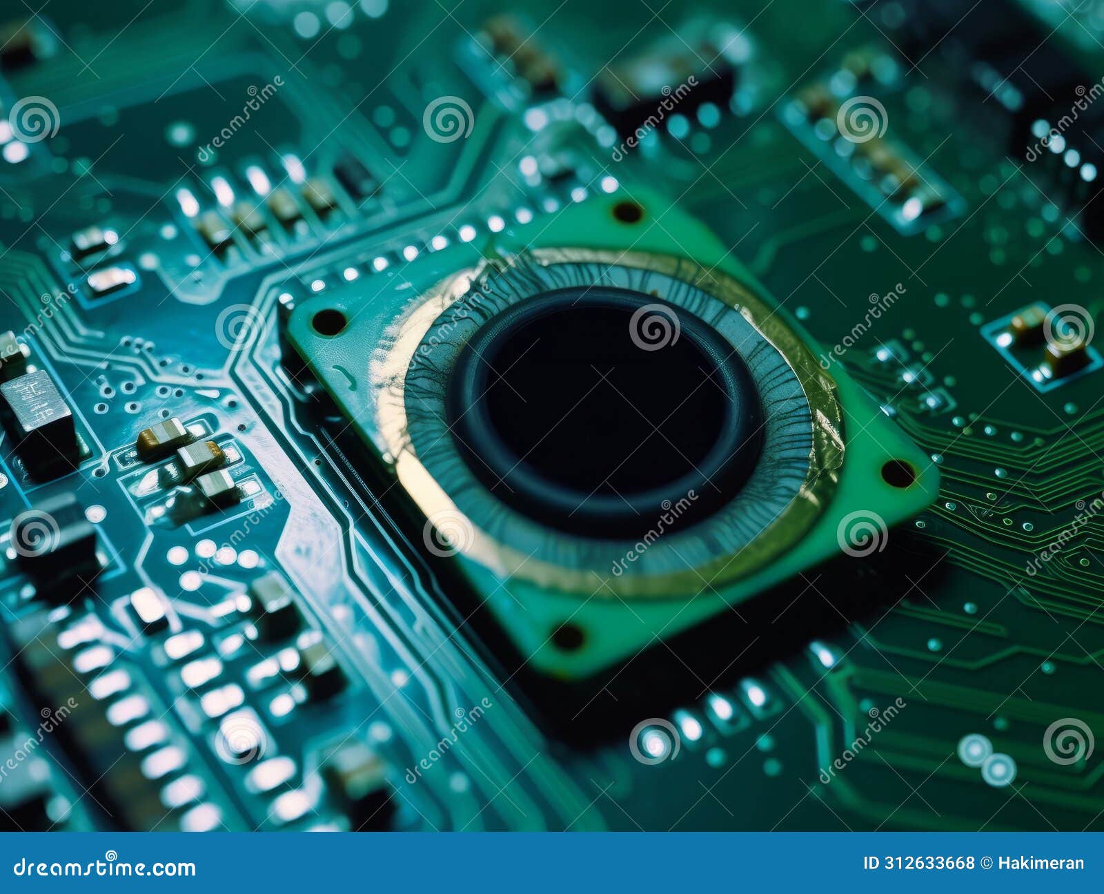 Close-Up View of Computer Motherboard Chip with Human Eye ...