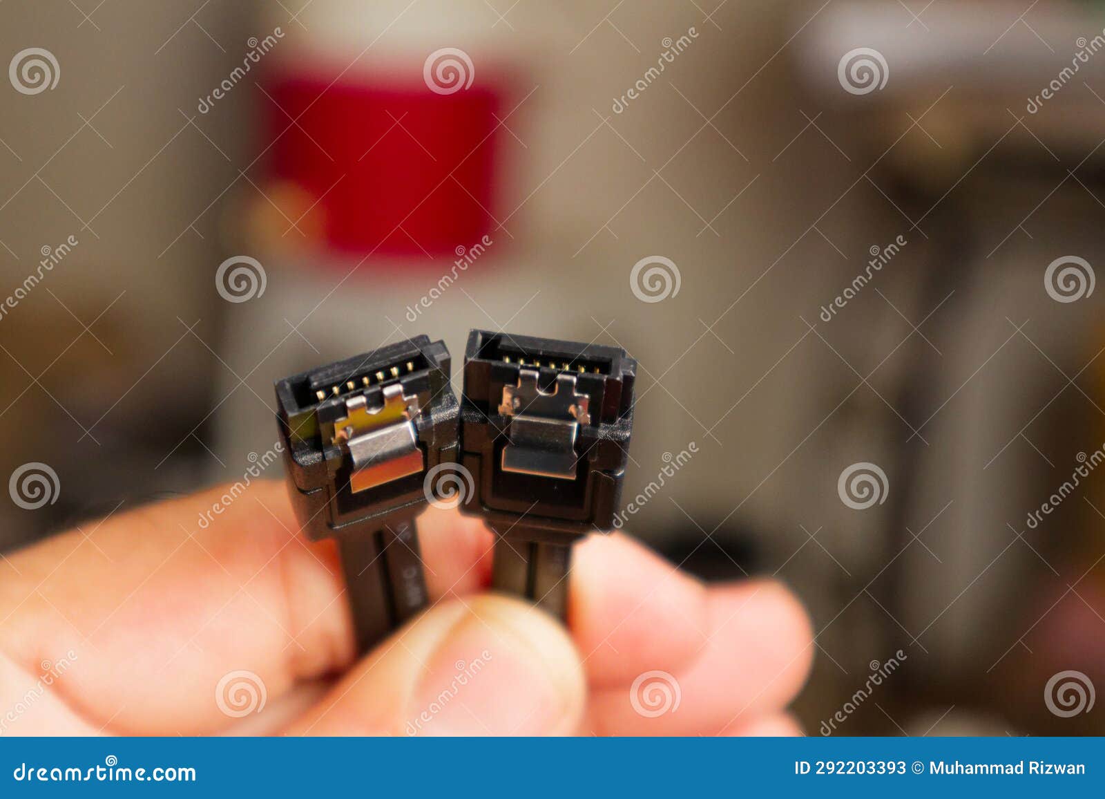Close-up View of a Computer SATA Cable Connector Stock Image - Image of ...