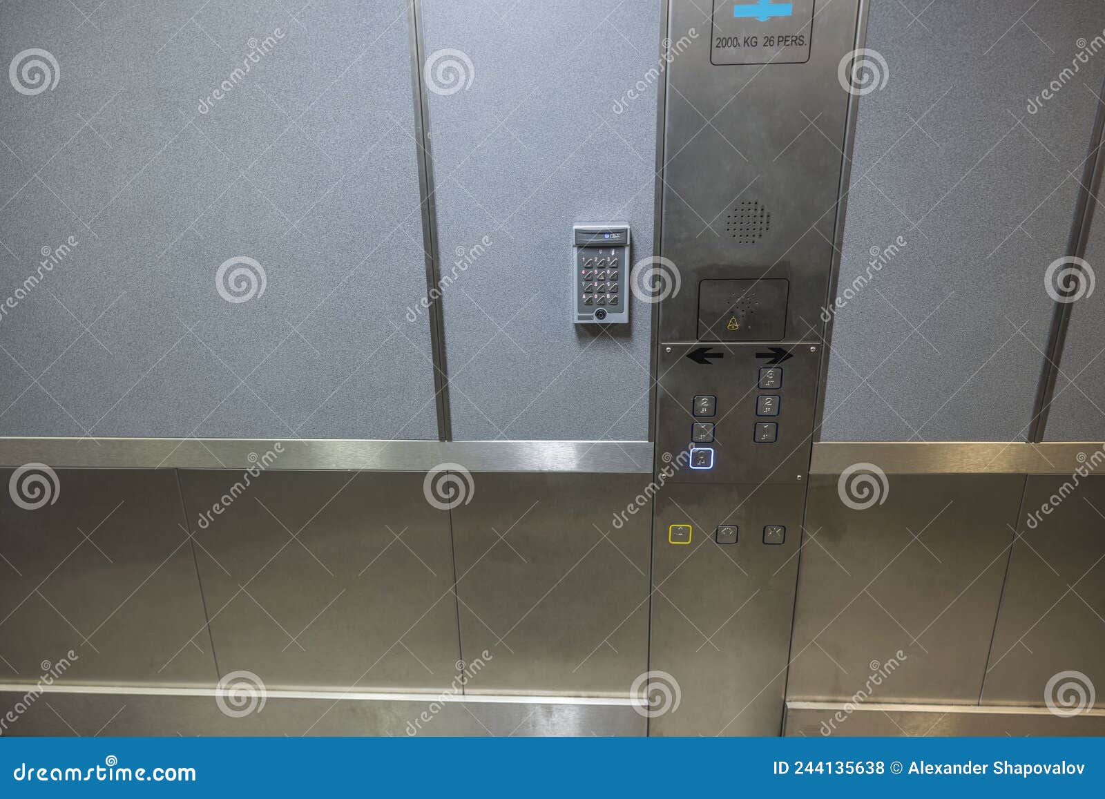Close Up View of Control Panel of Elevator Cabin. Stock Photo - Image ...