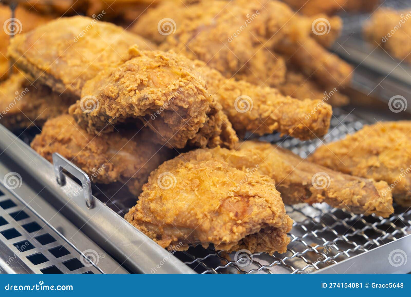 Close Up View of the Crispy Fried Chicken on the Tray for Sale Stock ...