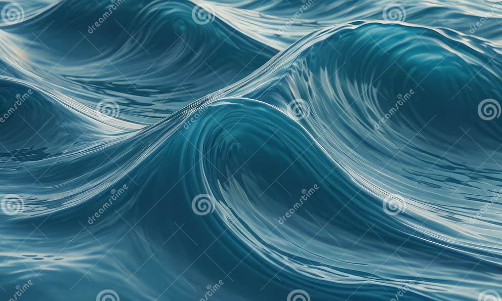 Close-up View Deep Blue Ocean Wave, with Its Crest Curling Over and ...