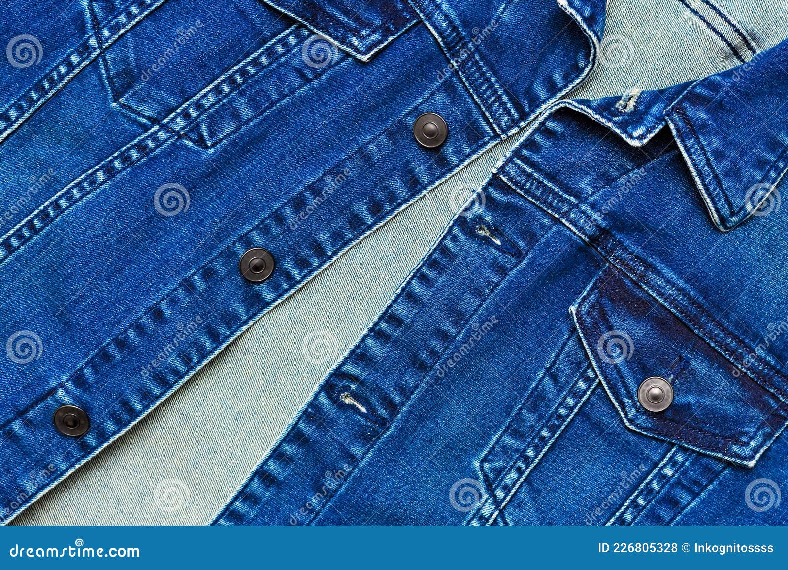 Close Up View of Denim Jacket with Buttons and Pockets. Blue Denim ...