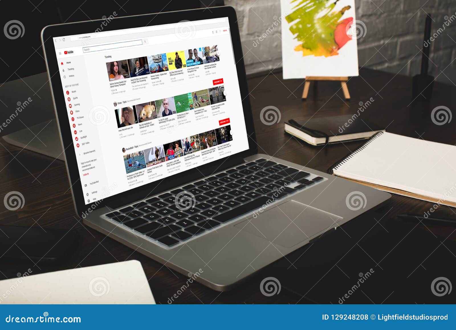 Close-up View of Designer Workplace with Notebooks and Laptop with ...