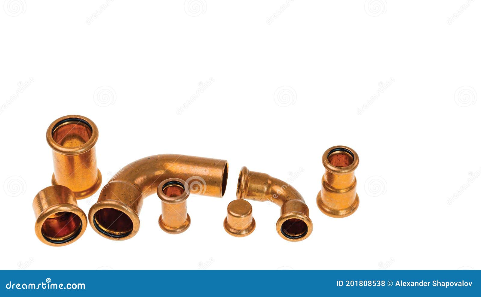 Close Up View of Different Copper Plumbing Pipes Isolated on White ...