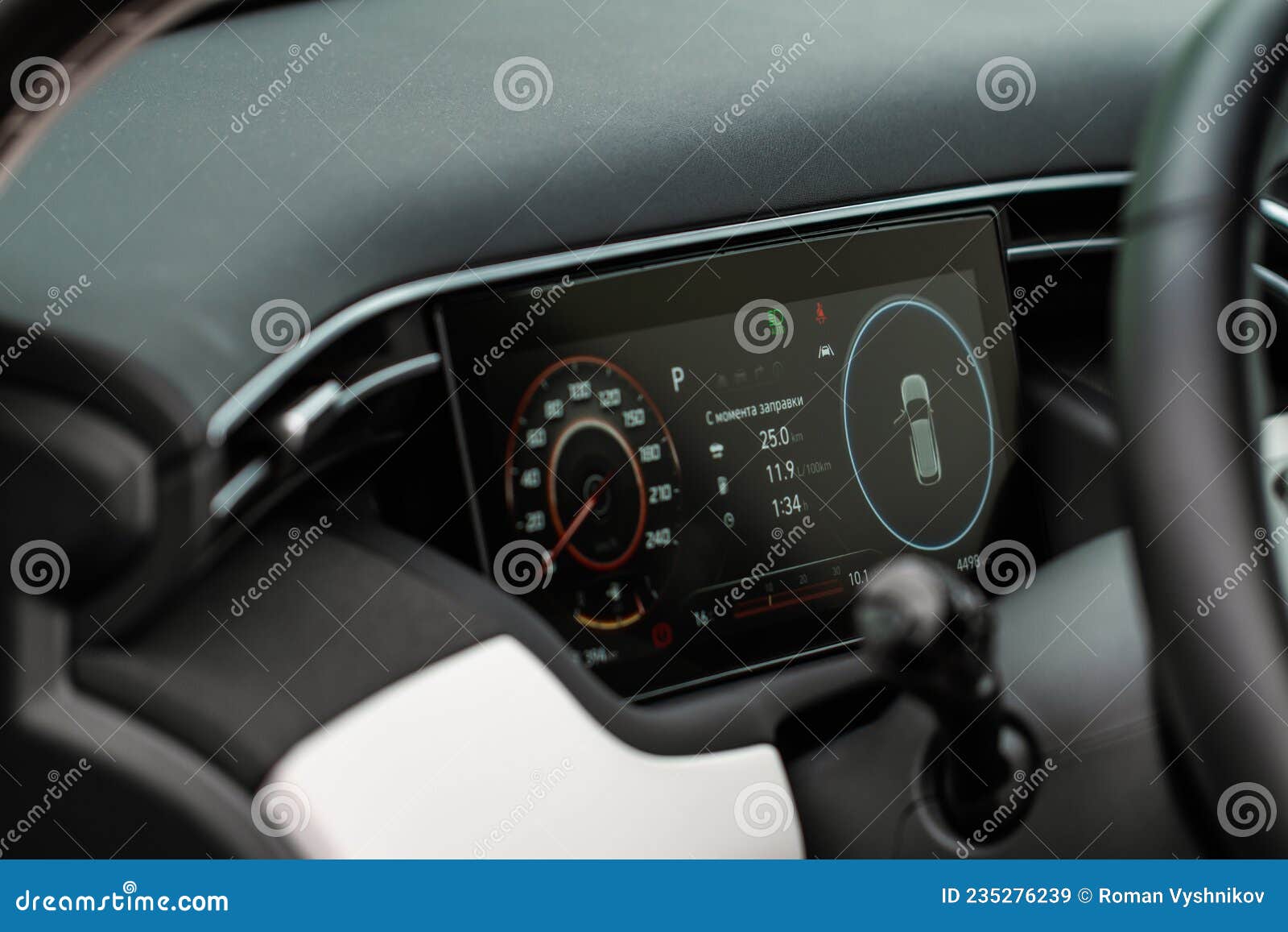 Close Up View of a Digital Speedometer in a Car. Digital Kilometer ...