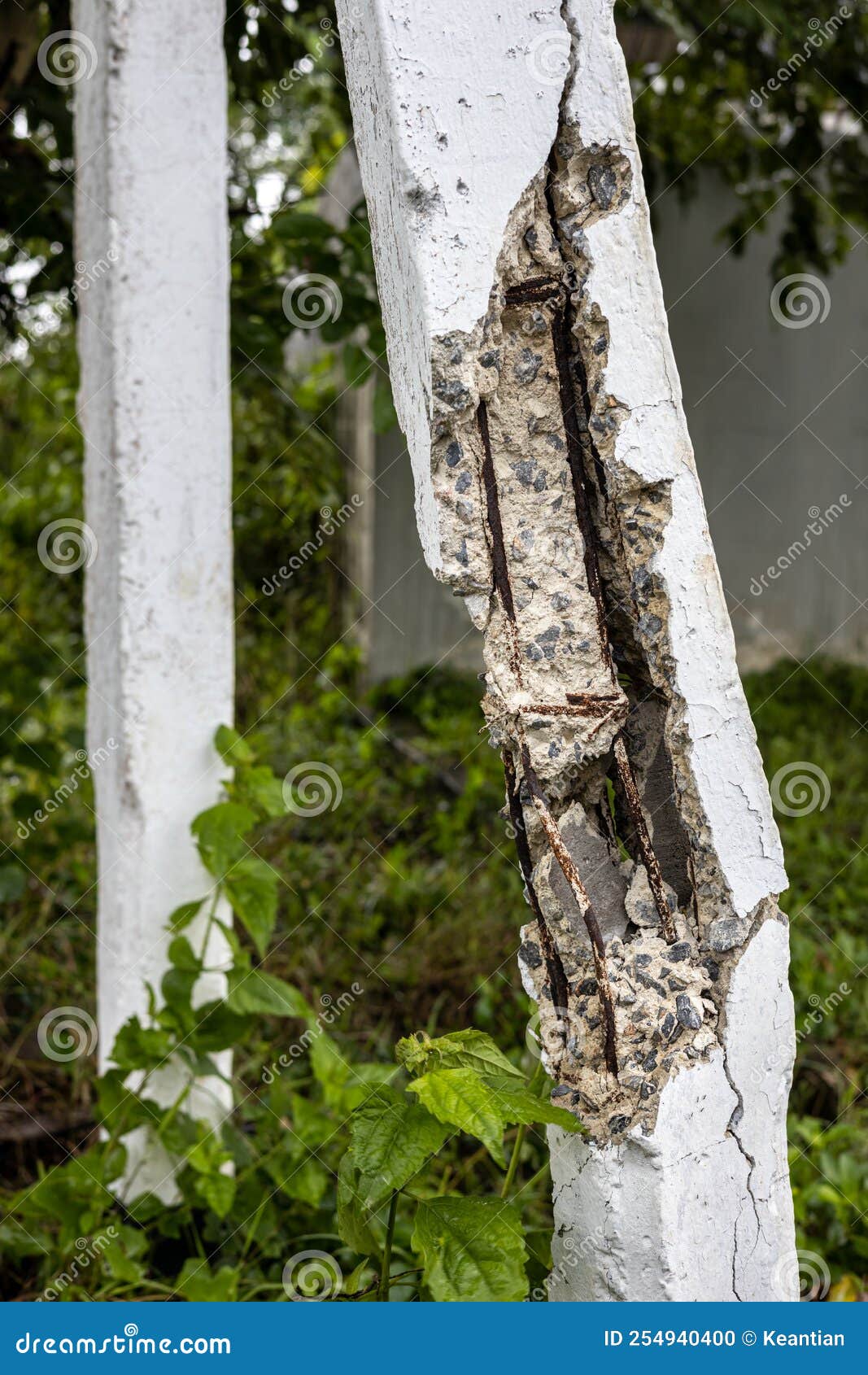 A Close-up View of a Dilapidated Concrete Column Battered by an ...