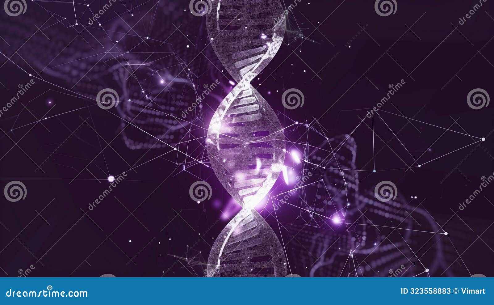 Close Up View of a Dna Double Helix, Rotating DNA Glowing Molecule ...