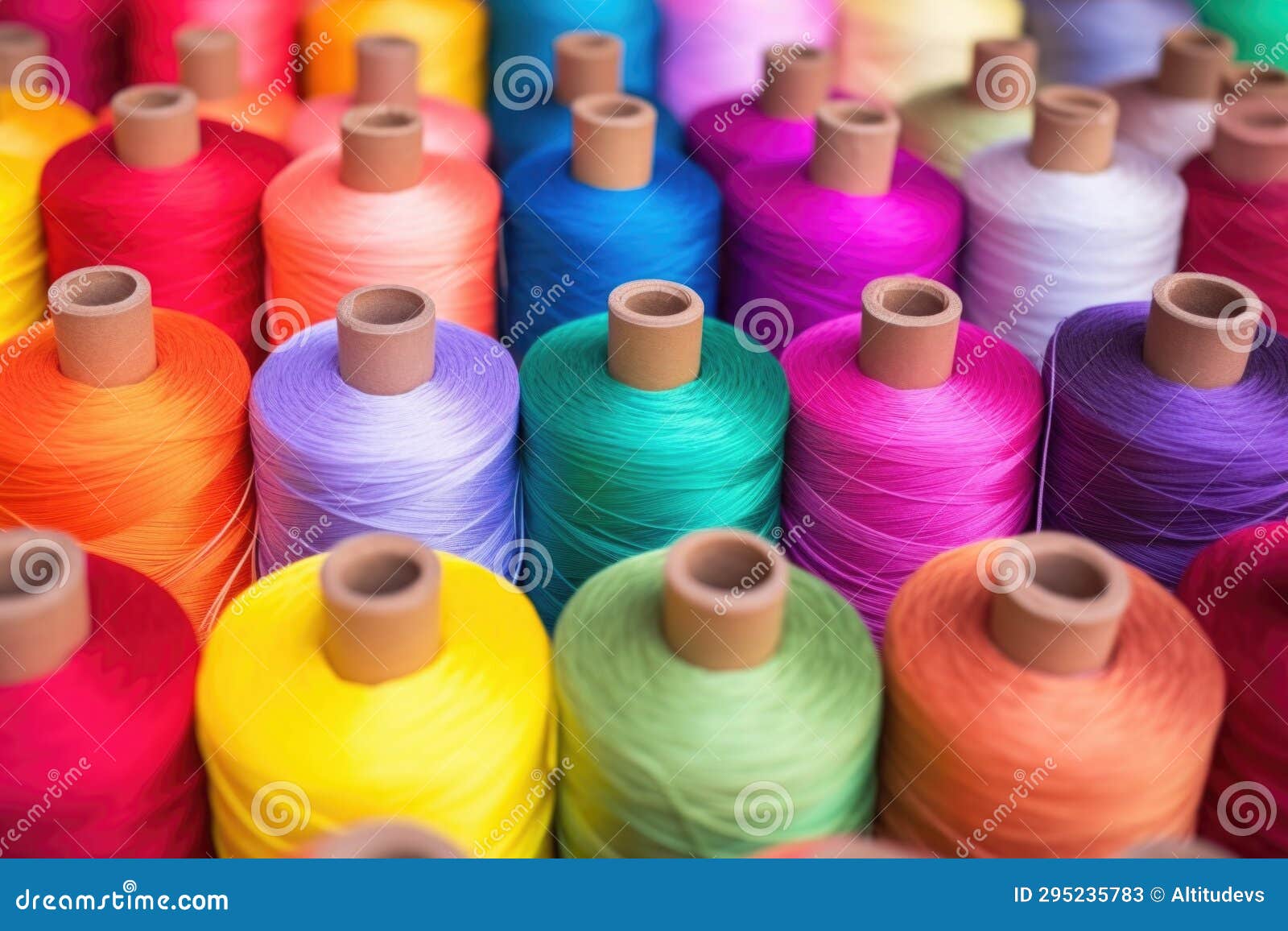 Close-up View of Dyed Thread Spools Ready for the Loom Stock Image ...