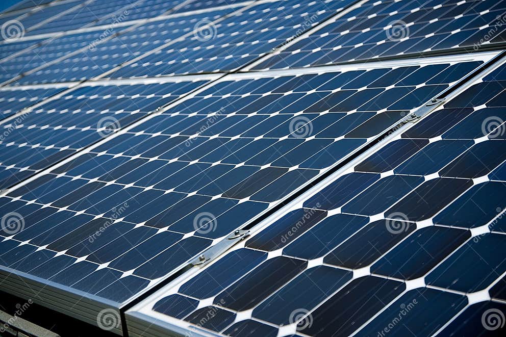 Close-Up View of Efficient Solar Panels Generating Maximum Power Stock ...