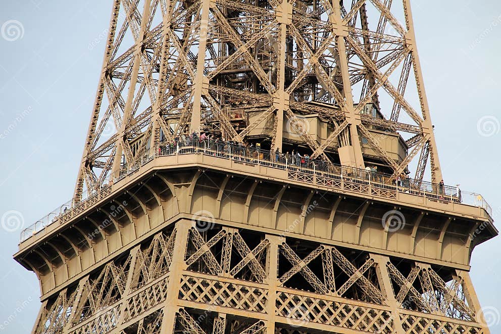 Close-up View of the Eiffel Tower S Observation Deck in Paris. Stock ...