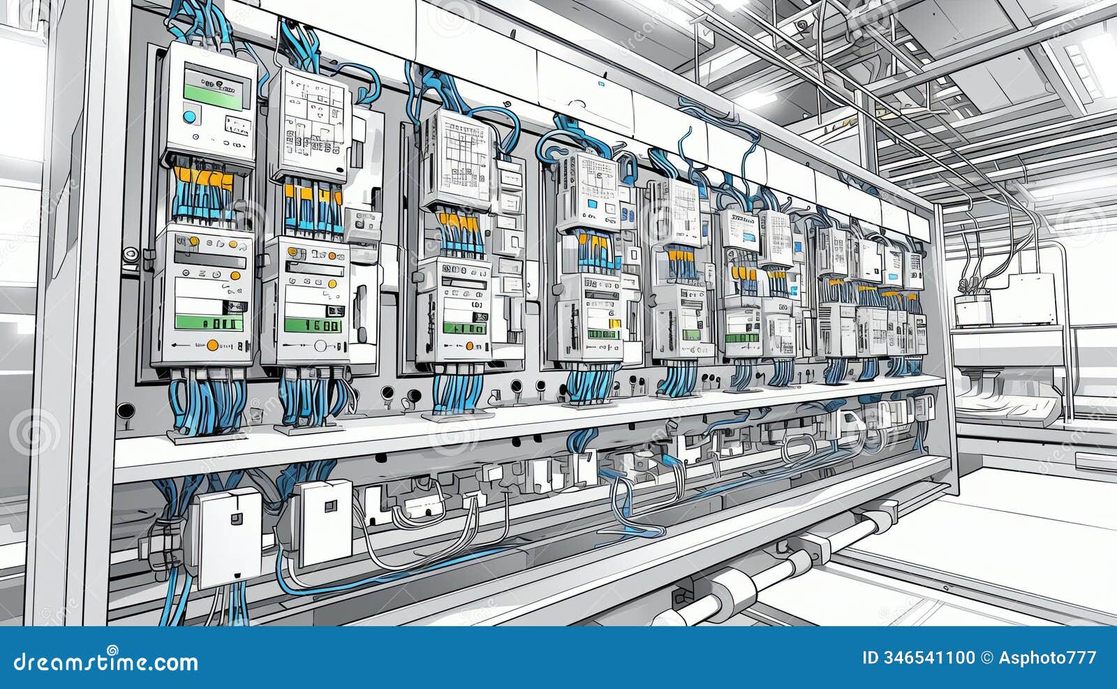 Close-up View of an Electrical Panel with Circuit Breakers Stock ...