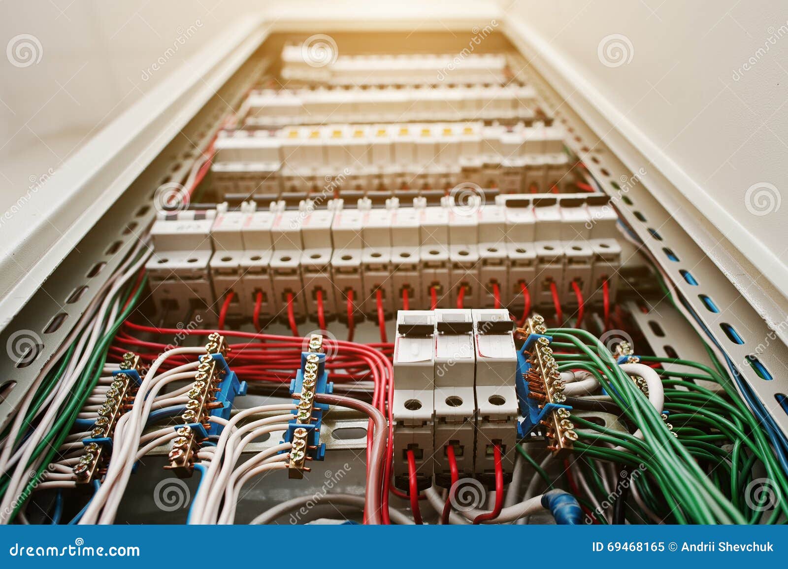 Close Up View of Electrical Panel with Fuses and Contactors. Stock ...