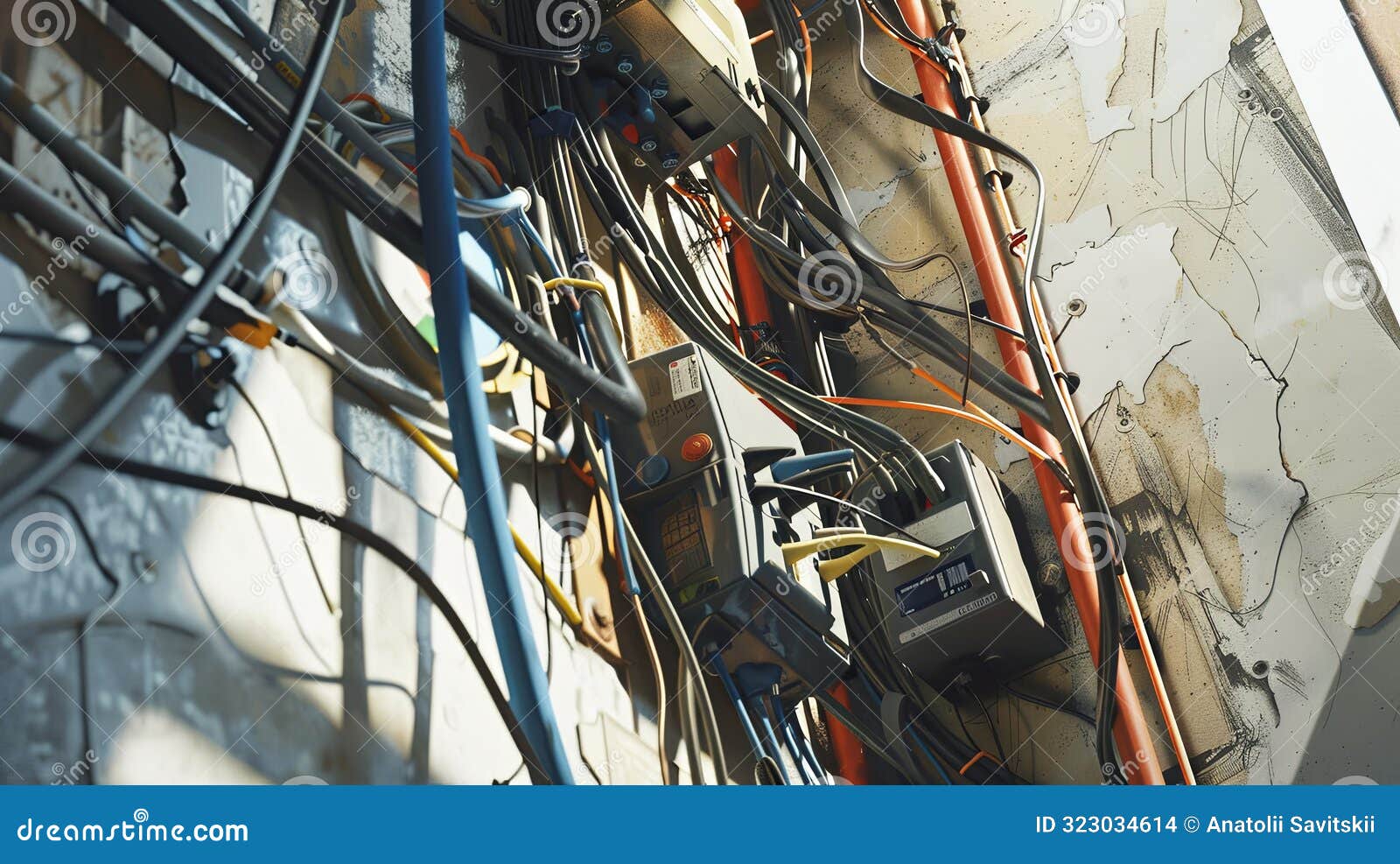 A Close-up View of an Electrician Working on Electrical Wiring in an ...