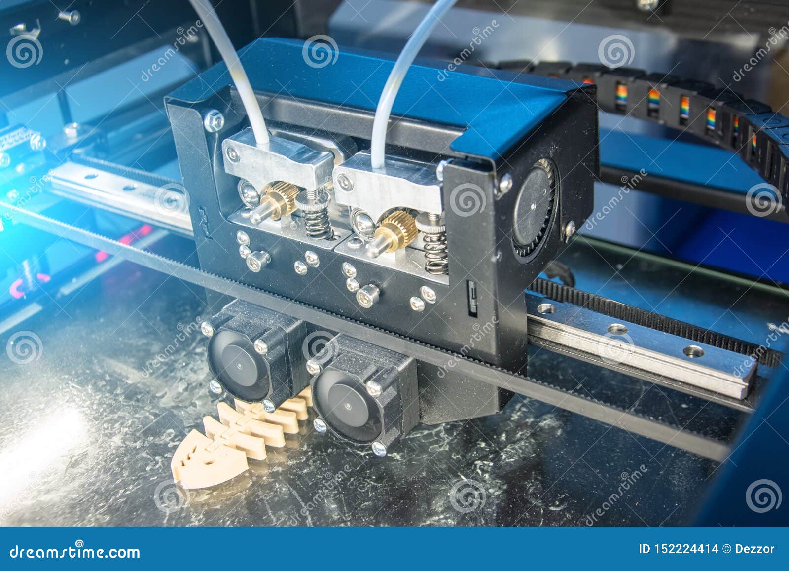 Close Up View, Electronic Dimensional Plastic Printer during Work in ...